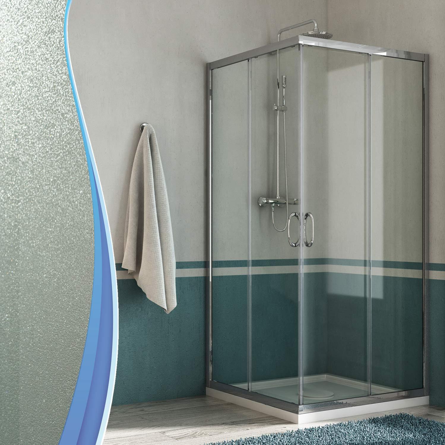 Box Doccia Angolare 75x100 cm 2 Ante Scorrevoli in Cristallo Opaco 6mm ...