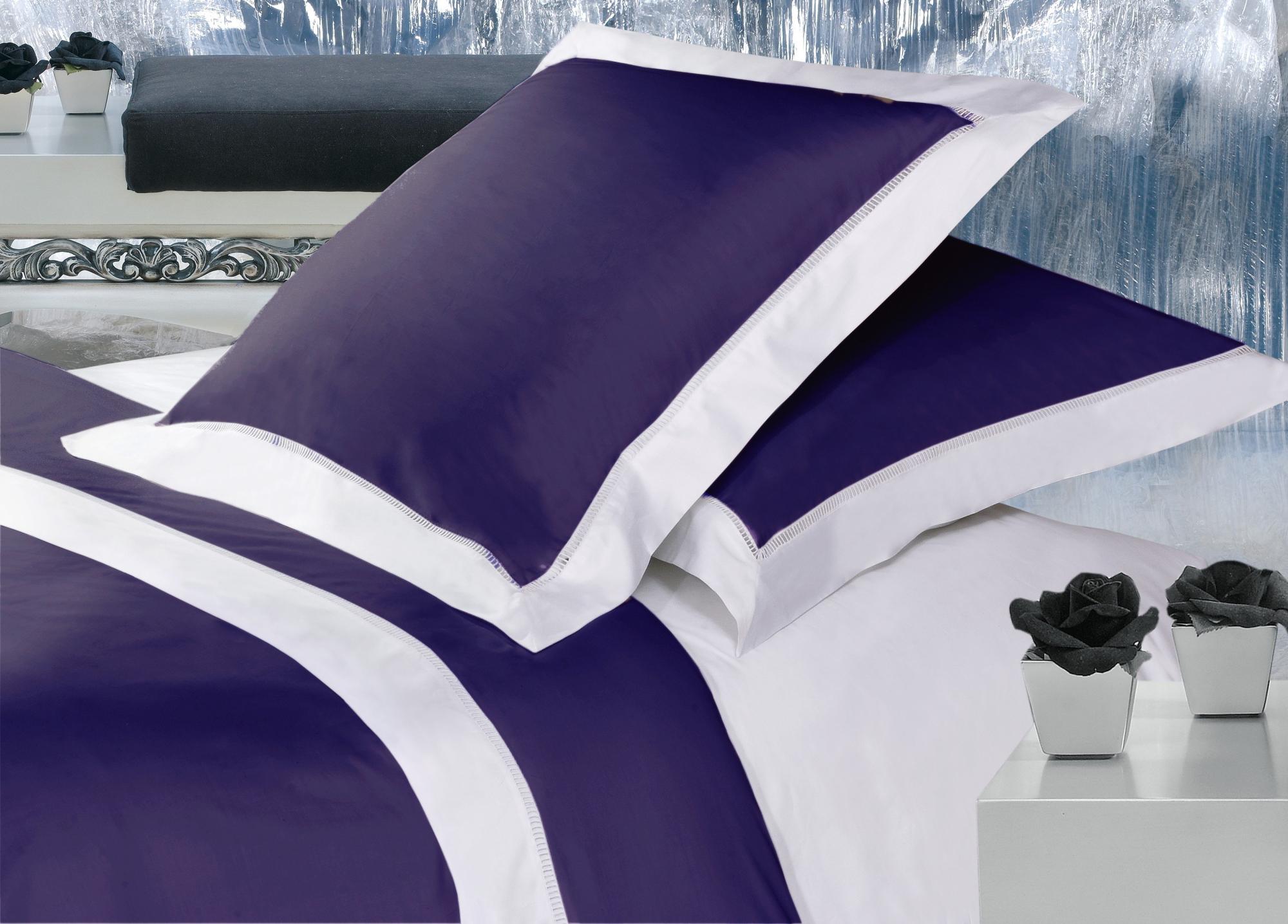 Drap plat satin 120 fils - 270x300 - prune - LIGNE DU BLANC - LINGE DE ...