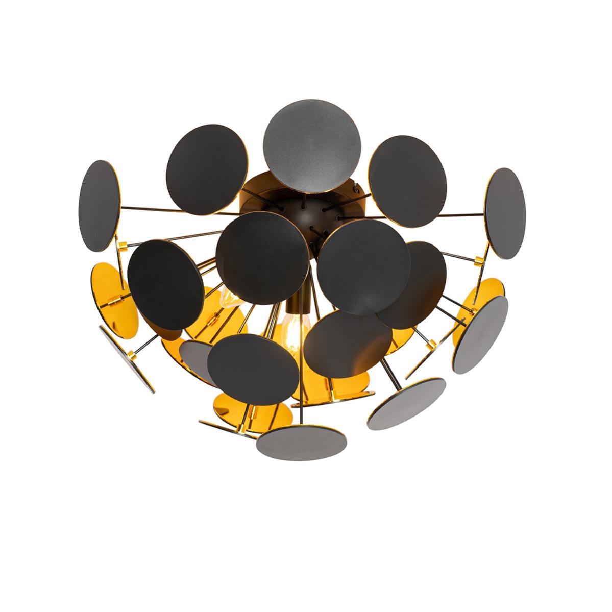 Plafoniera design nero con oro 54cm 3 luci - Cerchio | Leroy Merlin