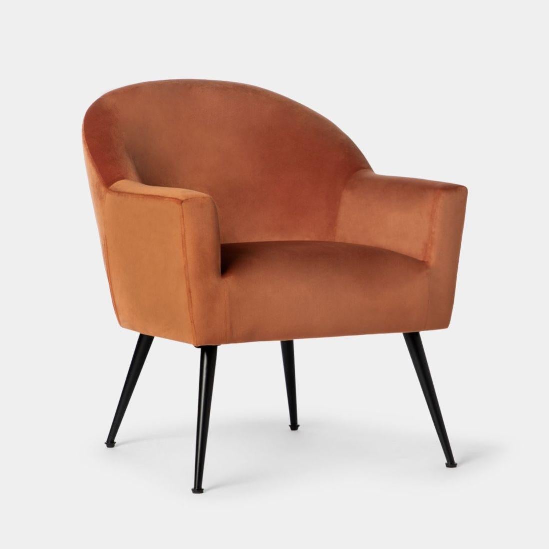 Fauteuil de lecture en velours terracotta avec pieds noirse Lauren ...