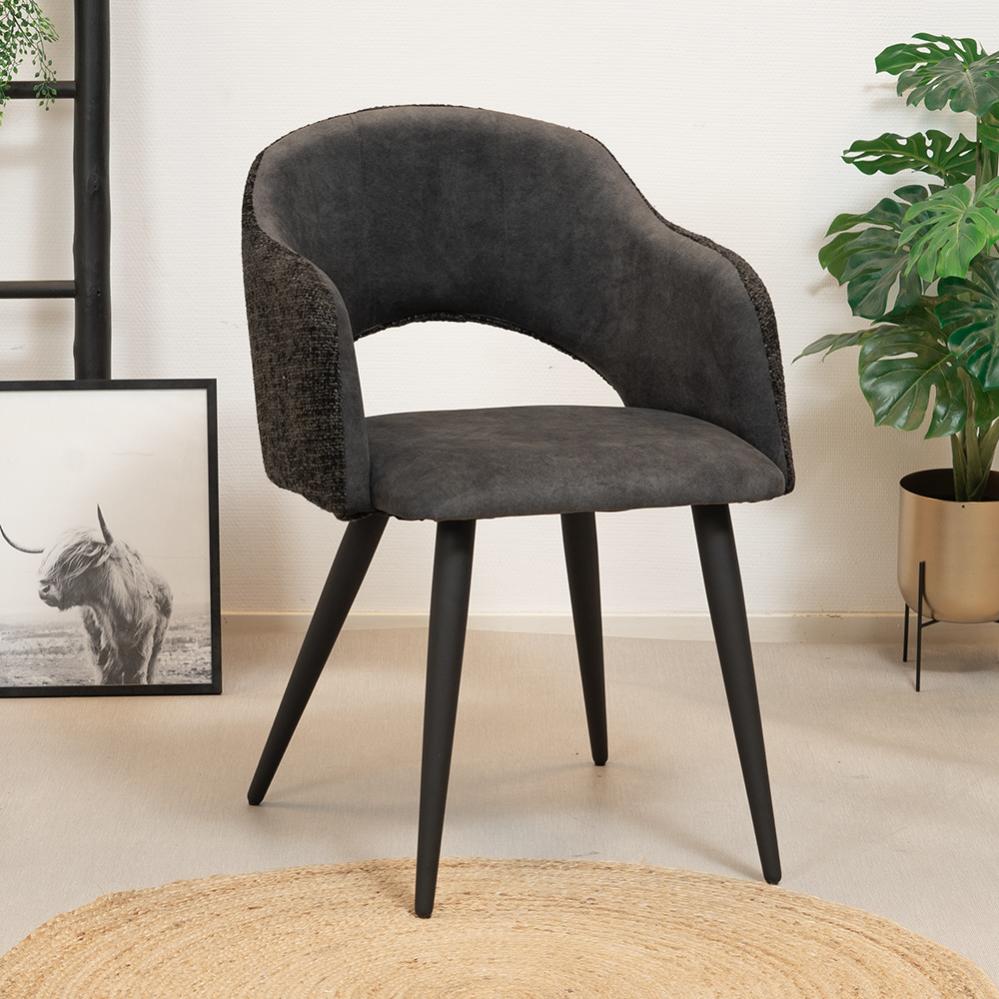 Lilly Chaise salle à manger industrielle noir velours | Leroy Merlin