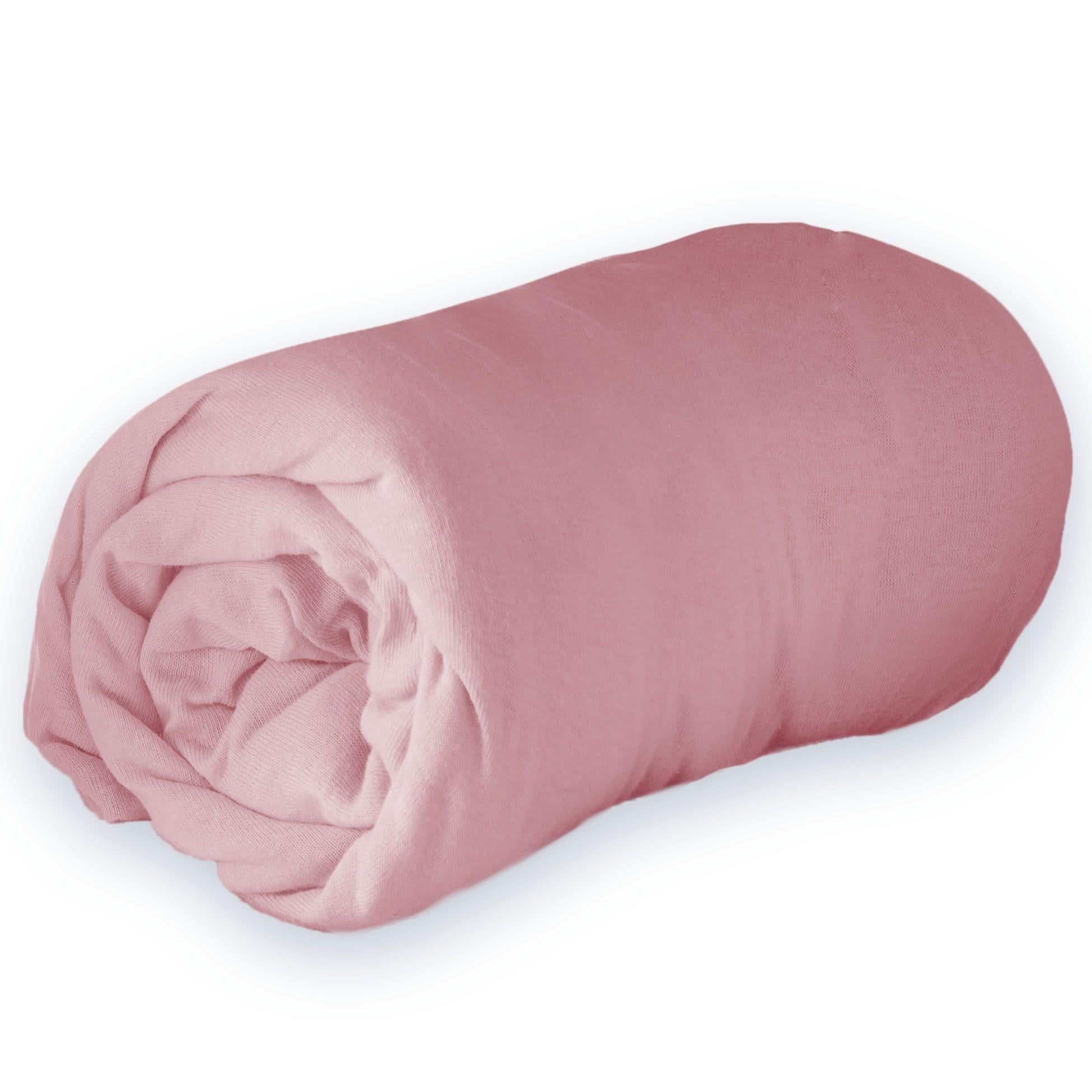 Drap housse Jersey - rose dragée 90 x 190 cm | Leroy Merlin