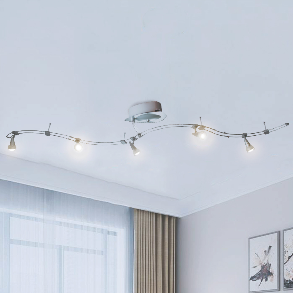 Plafonnier rail 5 spots orientables inclinables 35w argent xelux mirage ...