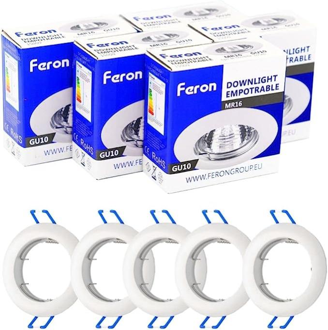Feron Aro Empotrable | PACK 5 Modelo DL307 | Anillos | Bombillas GU10 ...