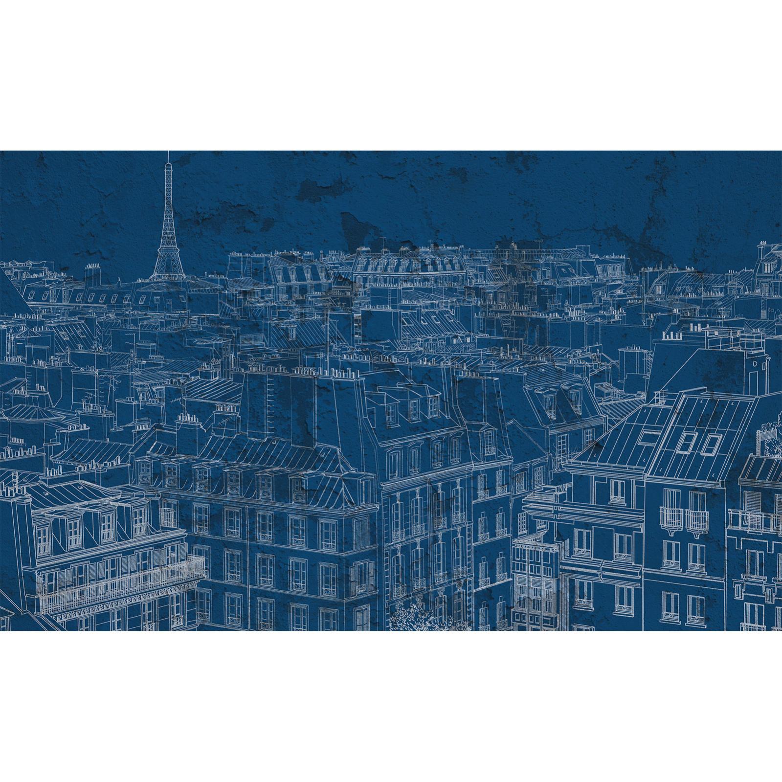 Papier peint panoramique Paris bleu & blanc Tapisserie panoramique ...