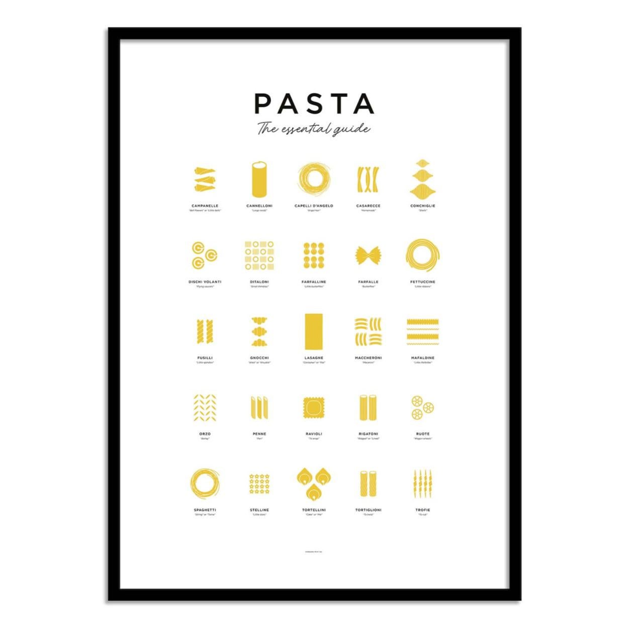 Affiche d’art et cadre noir 30 x 40 cm - Pasta guide - Everlong Print ...