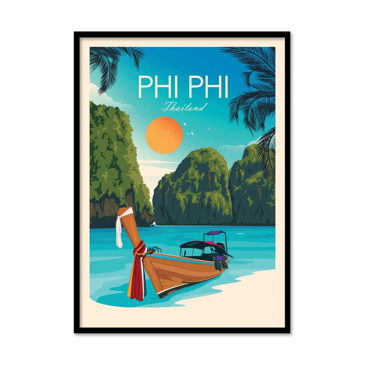 Affiche d’art et cadre noir 50 x 70 cm - Phi Phi Thailand - Studio Inception | Leroy Merlin