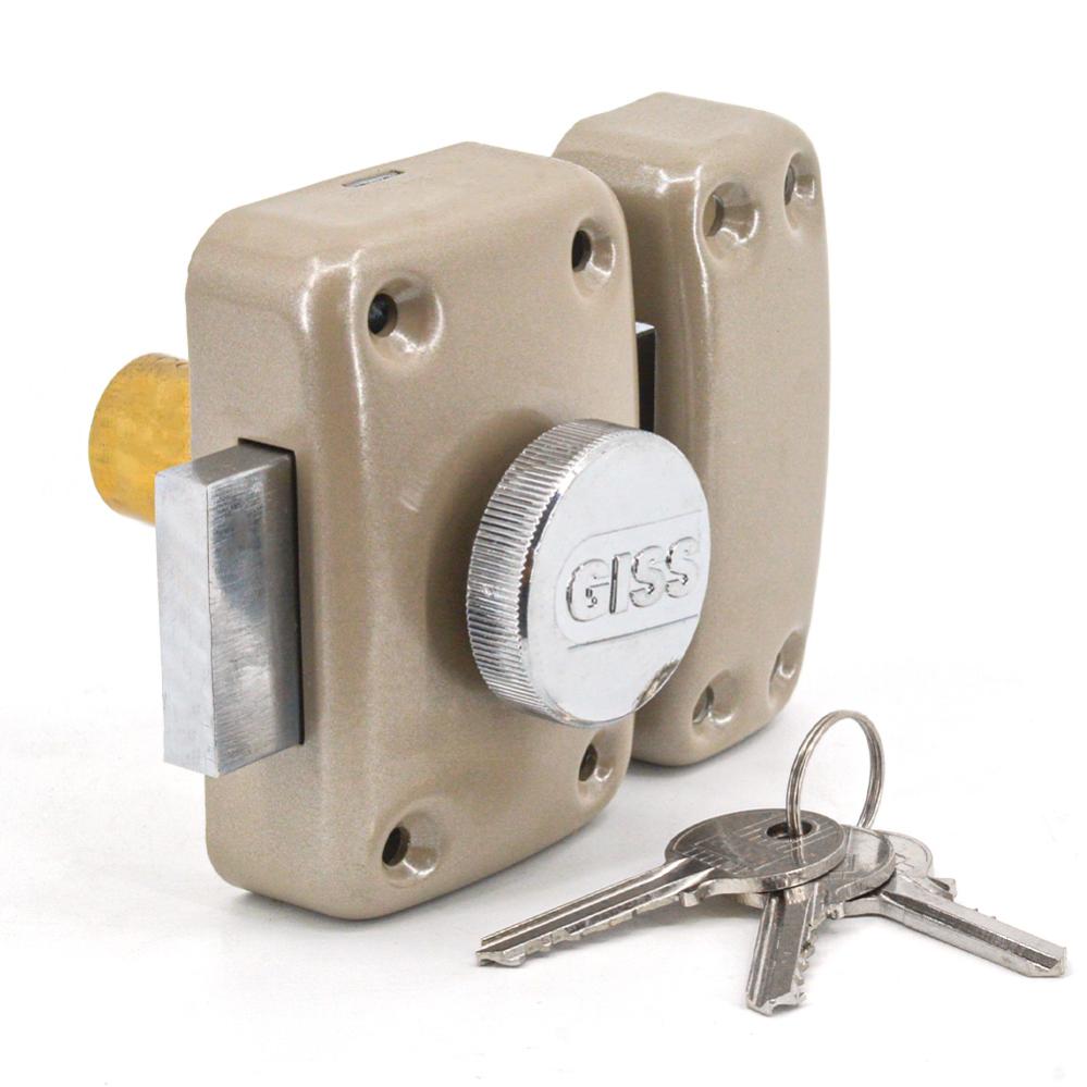 Verrou de sécurité a bouton et cylindre pour porte d'entrée GISS ...