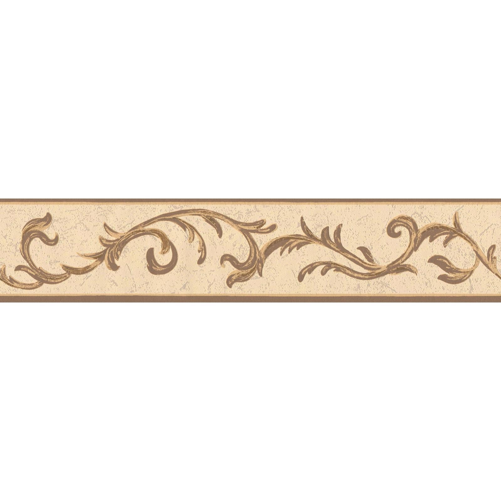 Frise papier peint à motif beige & marron Frise tapisserie élégante ...