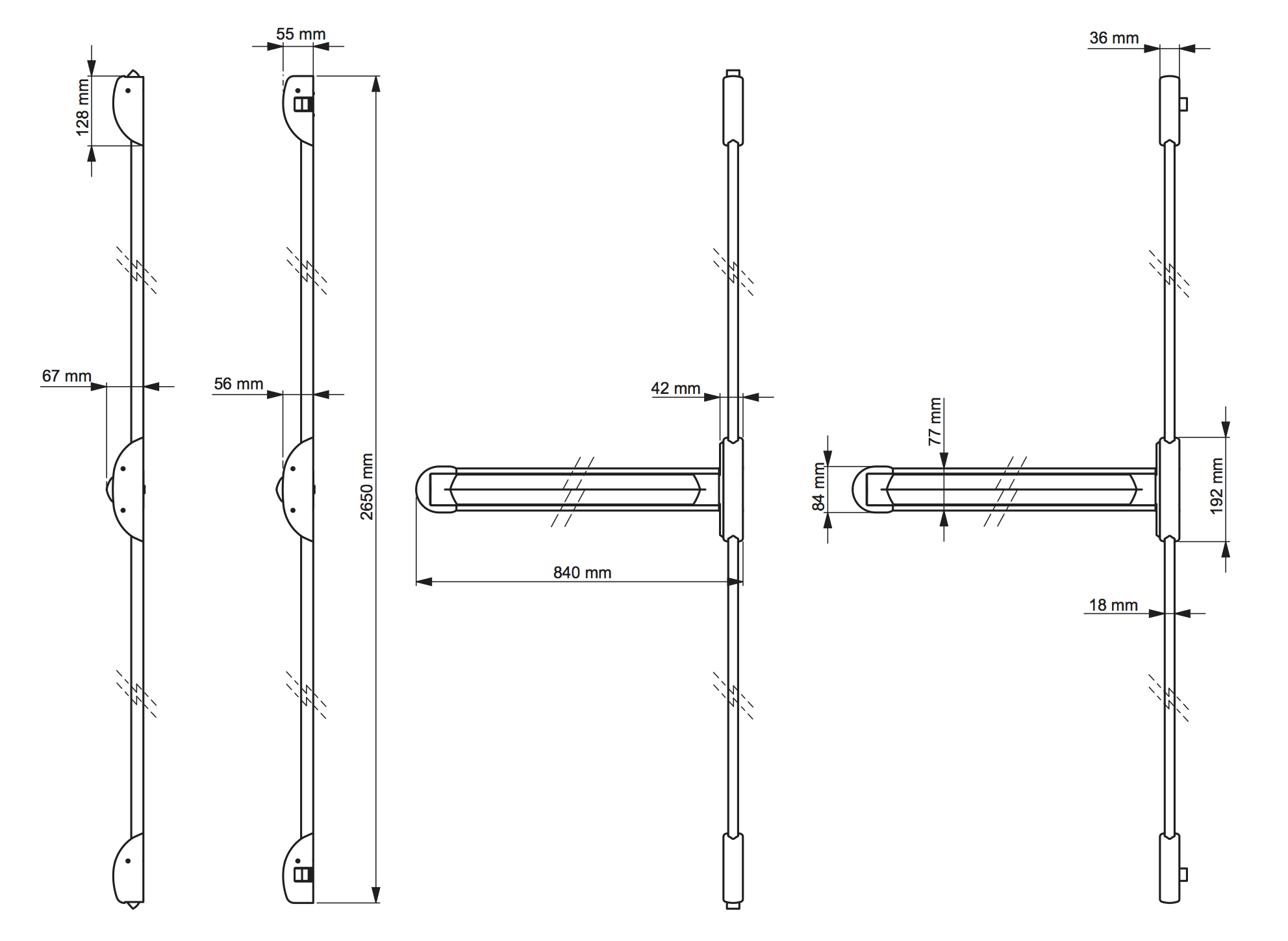Serrure barre Anti Panique Touch Bar 2 Points lateraux DOM Metalux ...