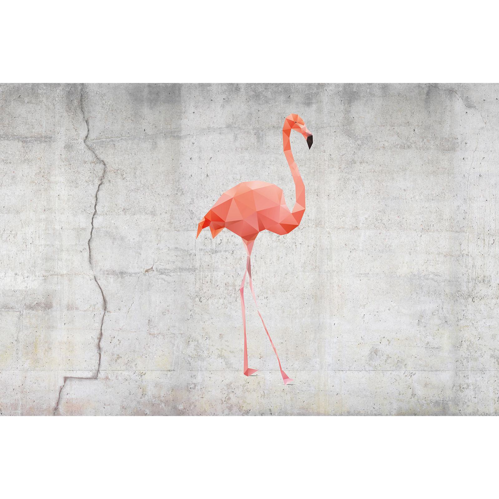 Papier peint panoramique béton avec flamant rose | Tapisserie ...