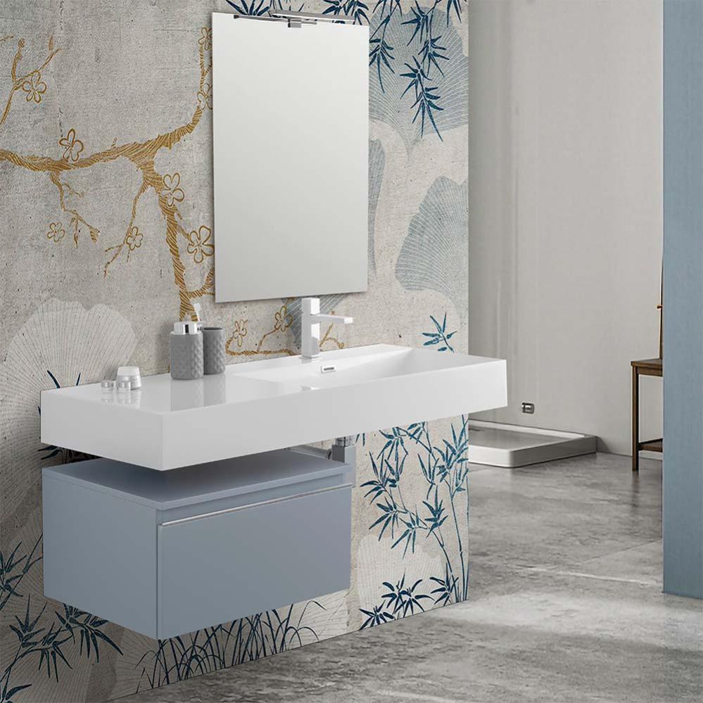 Mobile bagno sospeso con lavabo 120 destro cassetto 60 blu pastello e ...