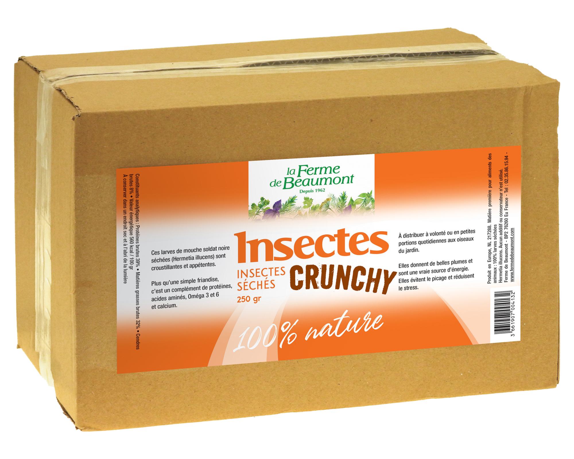 Insectes séchés Crunchy Ferme de Beaumont • larves Hermetia illucens ...