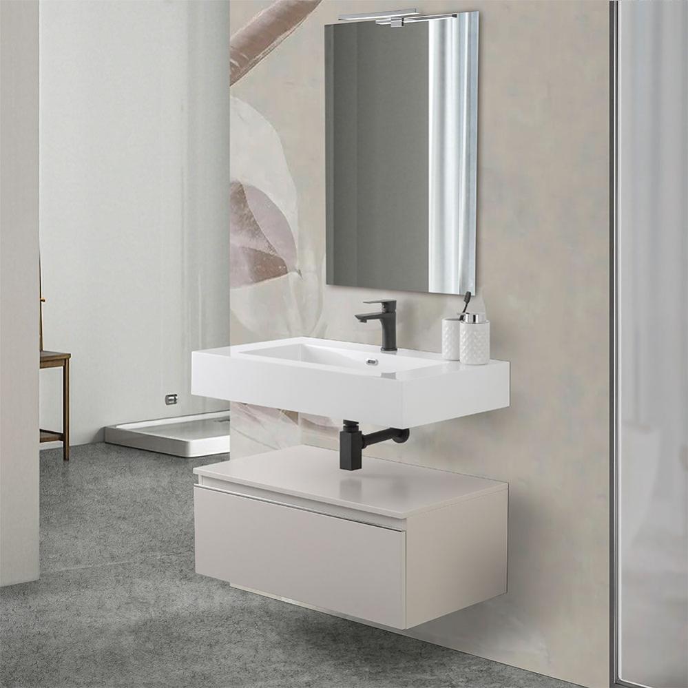 Mobile bagno 80 cm grigio perla con lavabo sospeso e specchio Iside ...