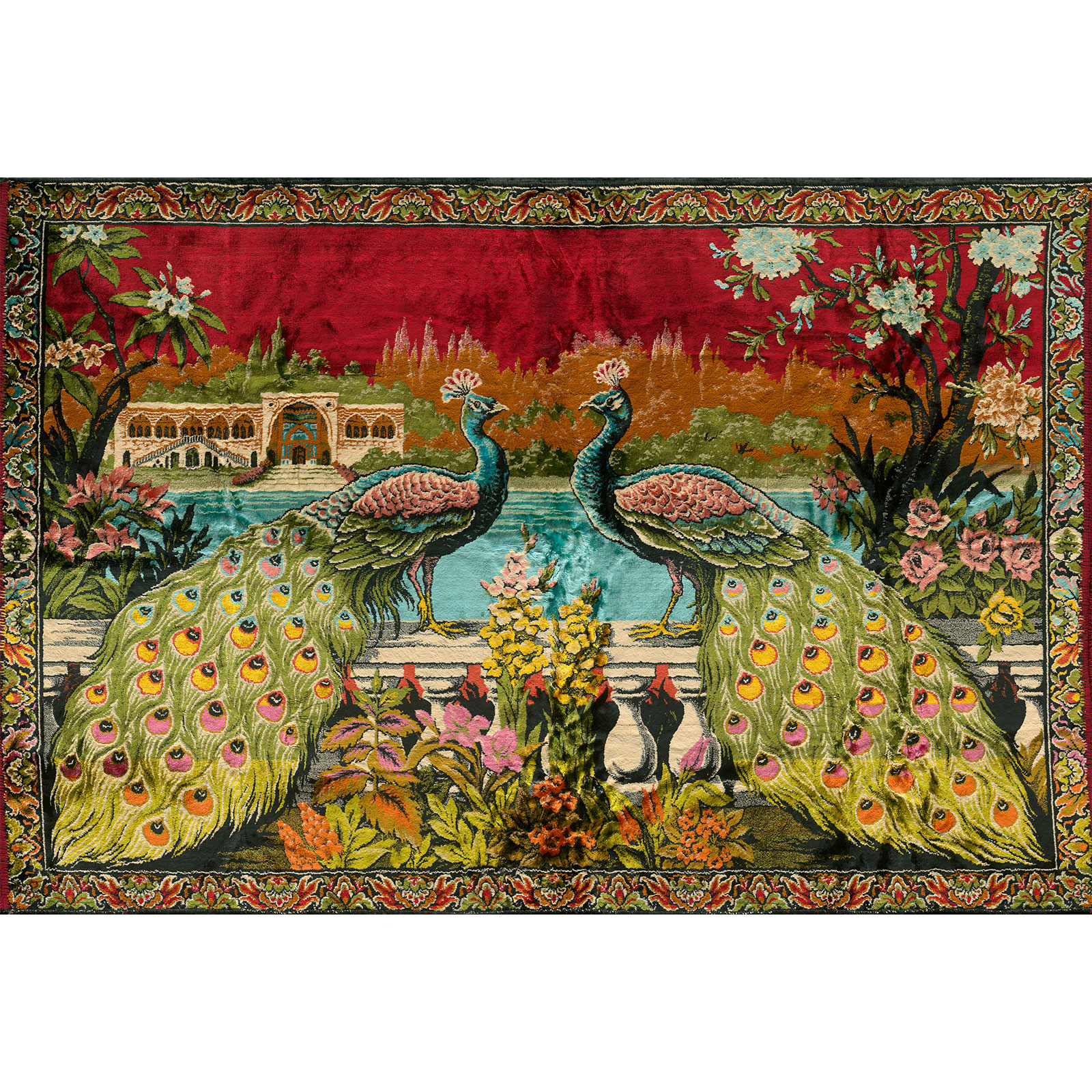 Papier peint panoramique oiseaux multicolore Tapisserie panoramique ...