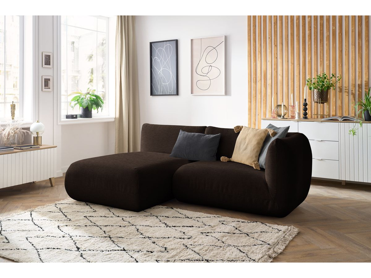 BOBOCHIC Canapé d'angle fixe LECOMTE avec 1 chauffeuse avec accoudoir ...