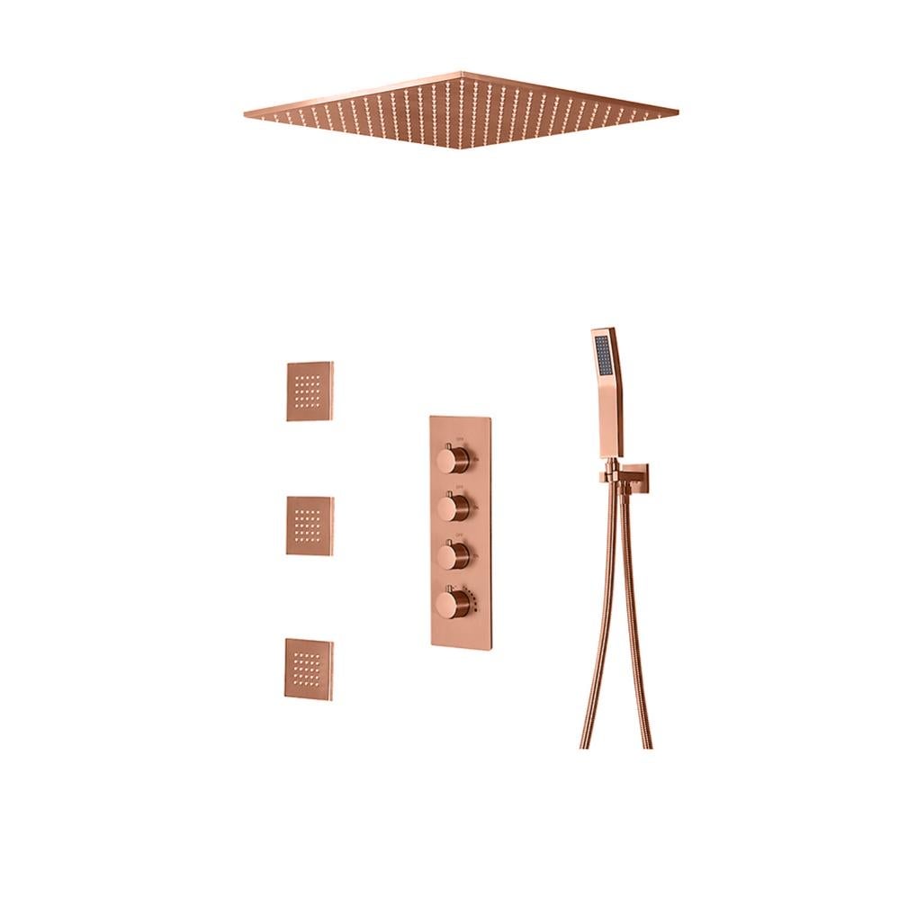 Sistema doccia termostatico a soffitto con getti nascosti 500 mm - Oro ...