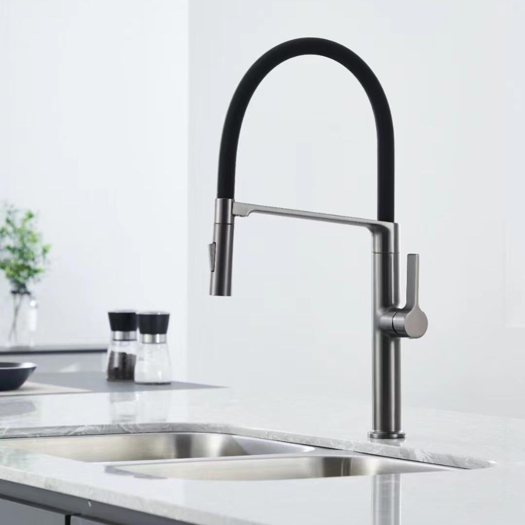 Mitigeur d'évier moderne avec douchette - Gun métal | Leroy Merlin