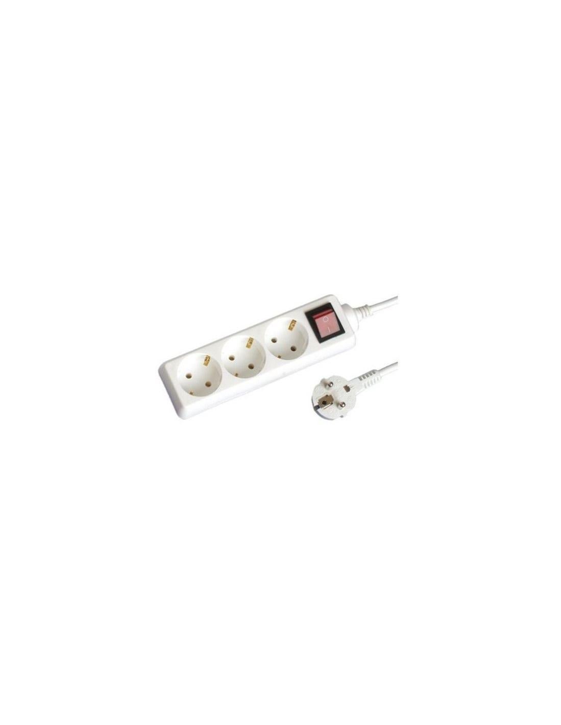 Base múltiple 3 enchufes con interruptor 1.5m de cable 3x1mm blanca GSC ...