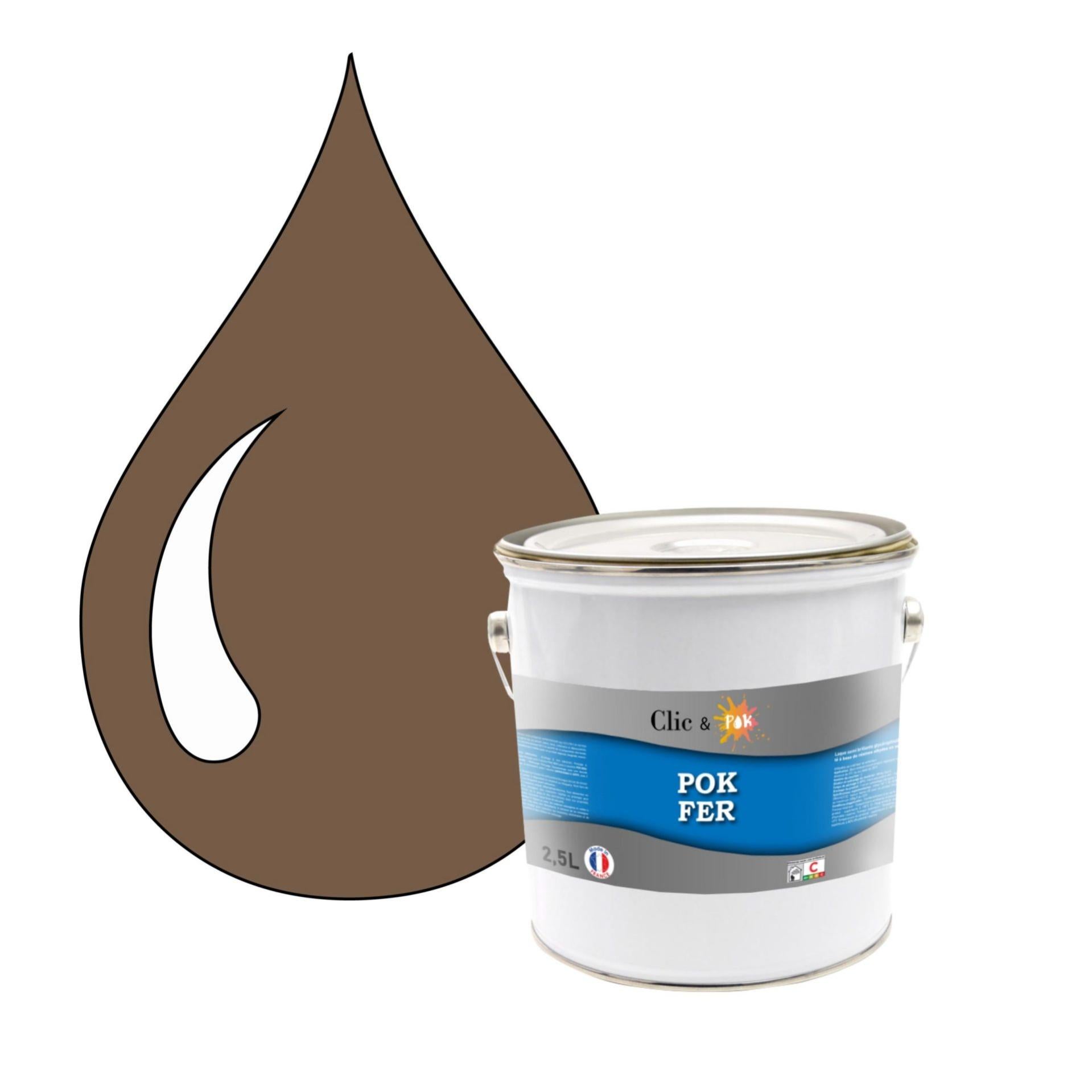 POK FER Marron : Peinture de Finition Antirouille Laque Semi-Brillante ...