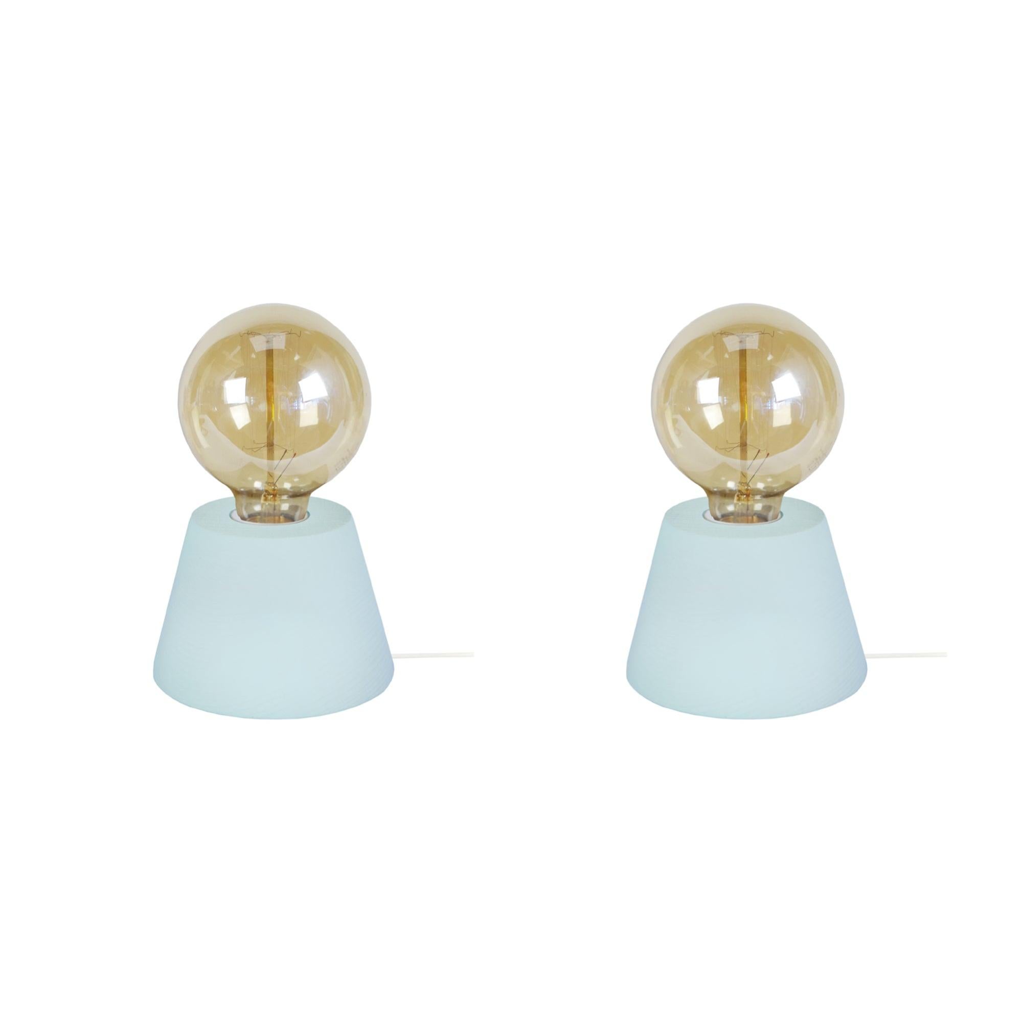 Lampe de chevet TOSEL BOIS CONE LT2 ampoule déco bleu D 11 x H 18,5 cm ...