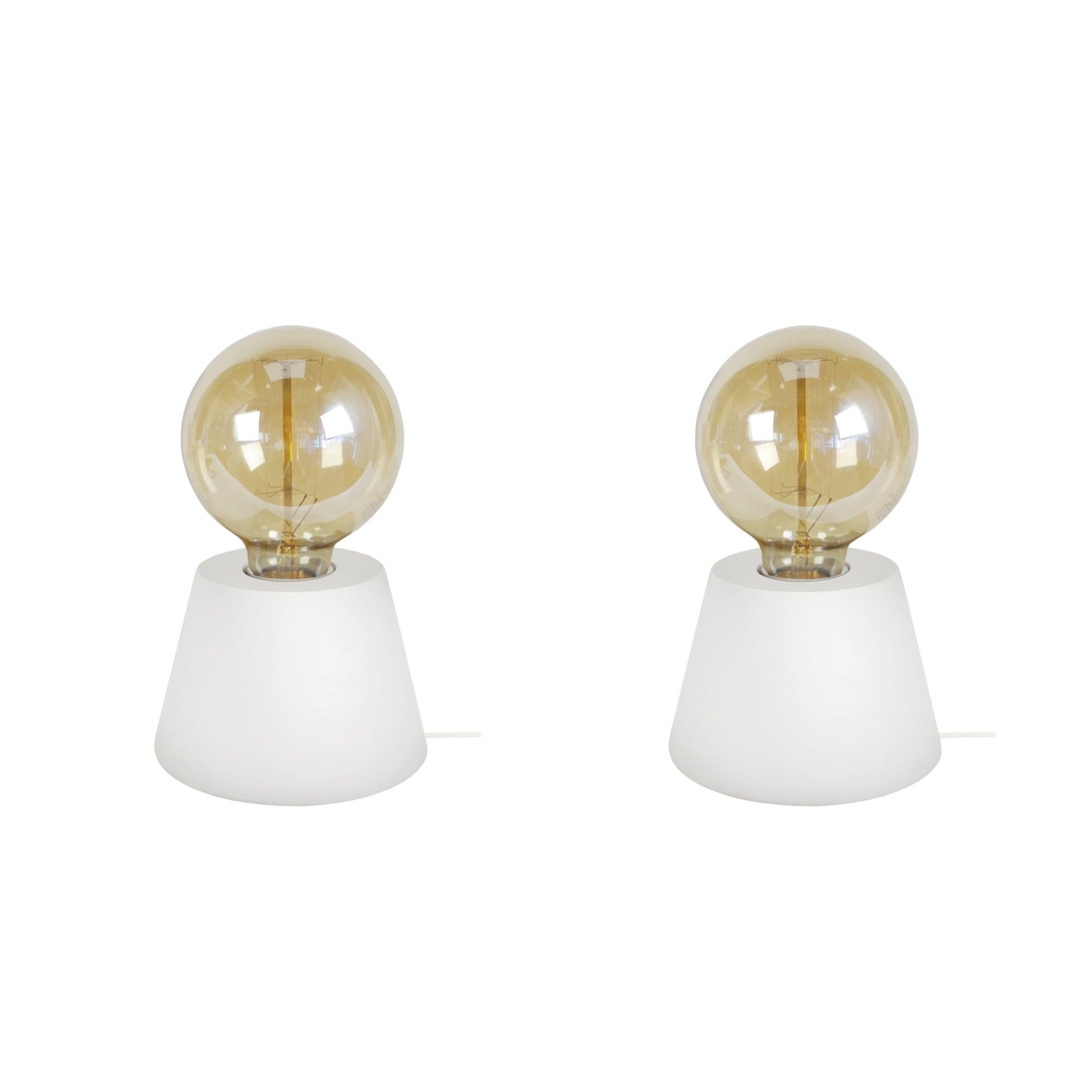 Lampe de chevet TOSEL BOIS CONE LT2 ampoule déco blanc d’Ivoire D 11 x ...