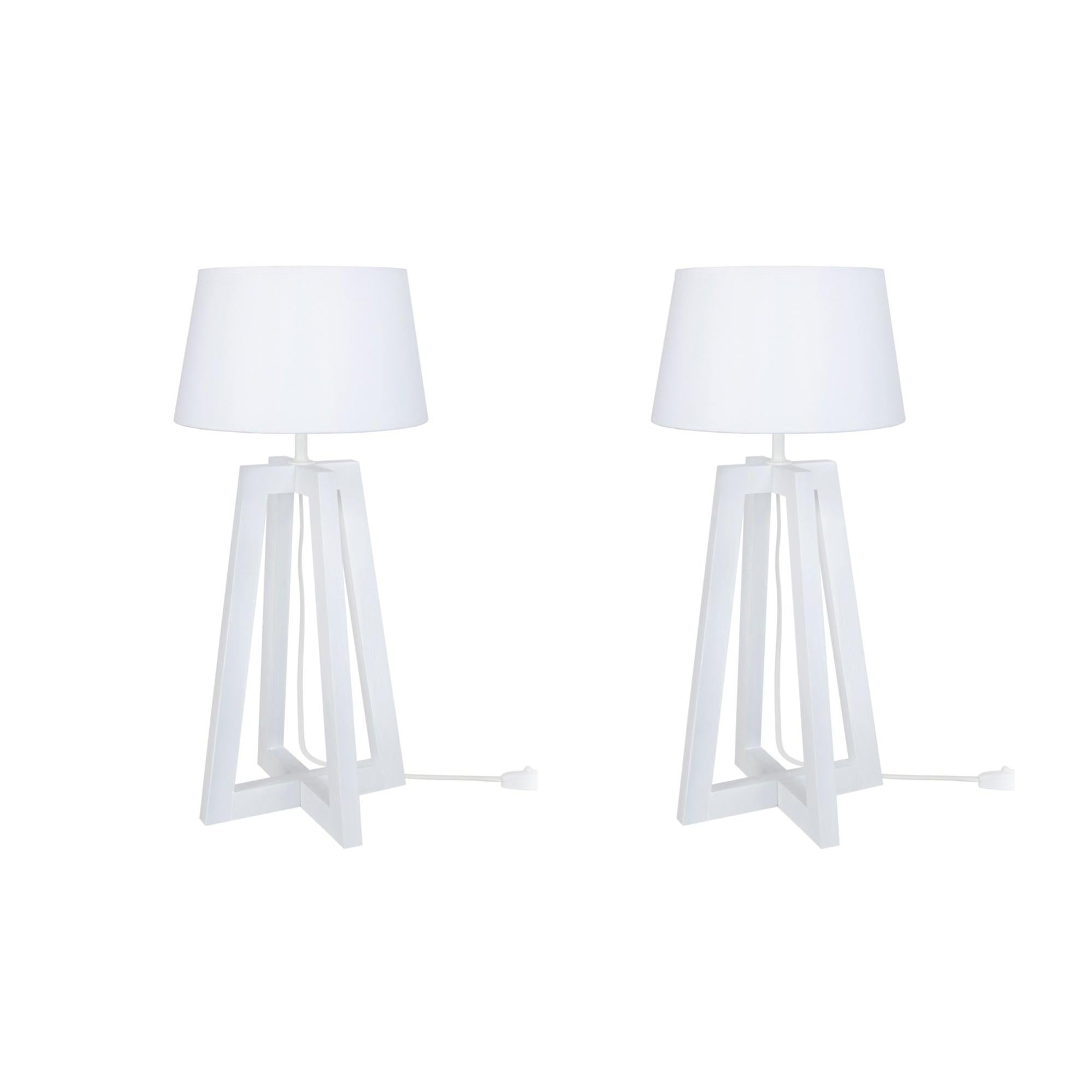 Lámpara de noche TOSEL LOT LT2 tela columna madera blanca D25 x H48 cm ...