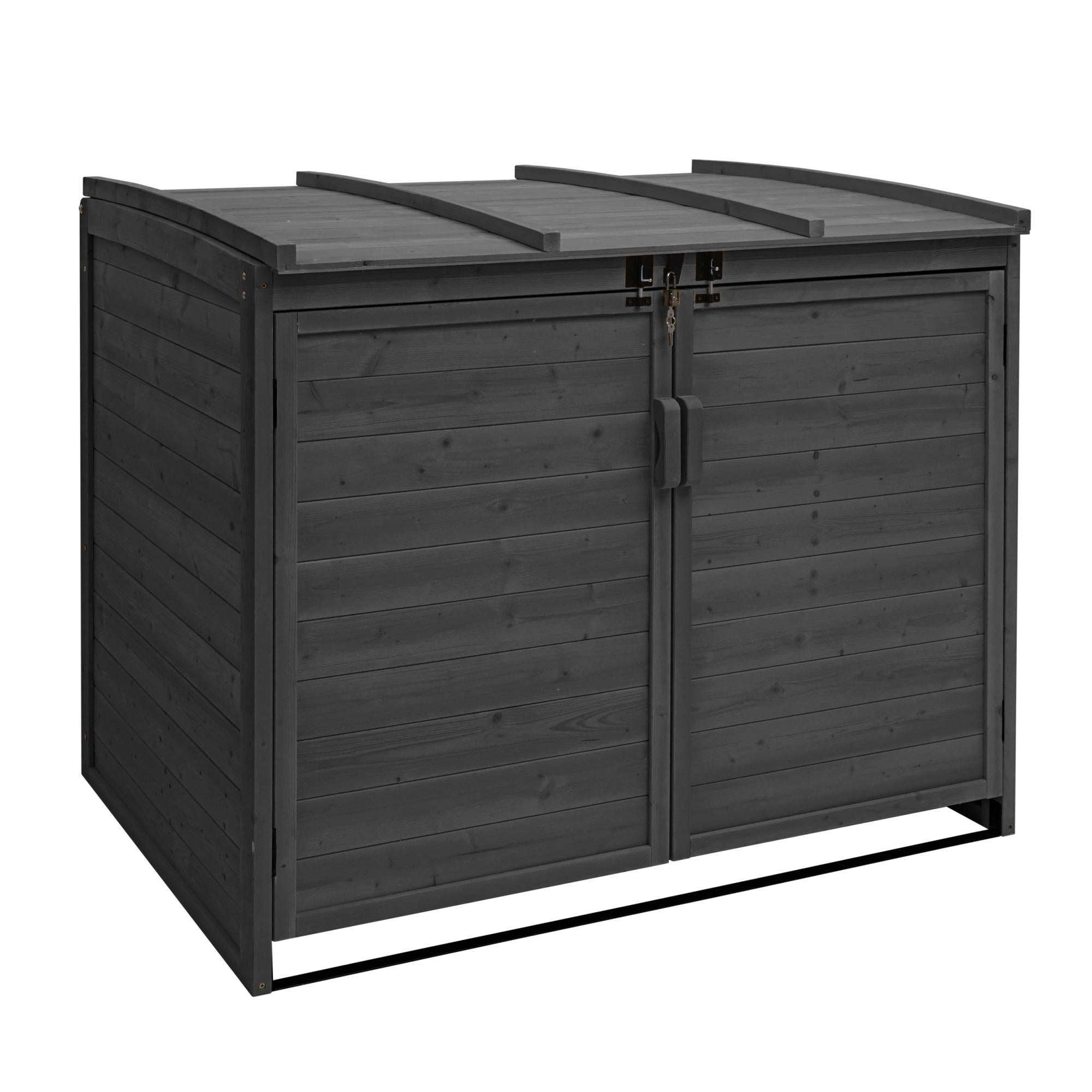 2x copribidoni box spazzatura rifiuti HWC-H75 104x137x120cm legno abete ...