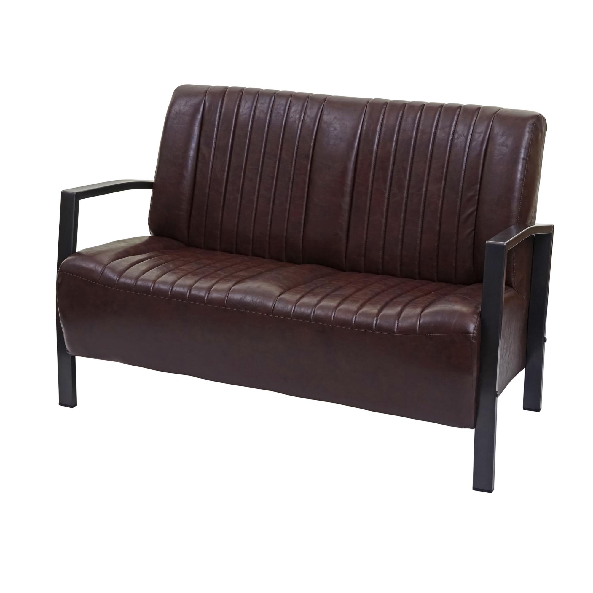 Divano due posti design industriale HWC-H10 acciaio verniciato ecopelle ...