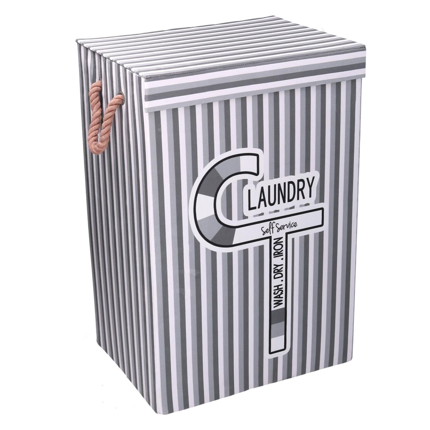 Cestone tessuto laundry grigio con coperchio cm40x30h60 | Leroy Merlin