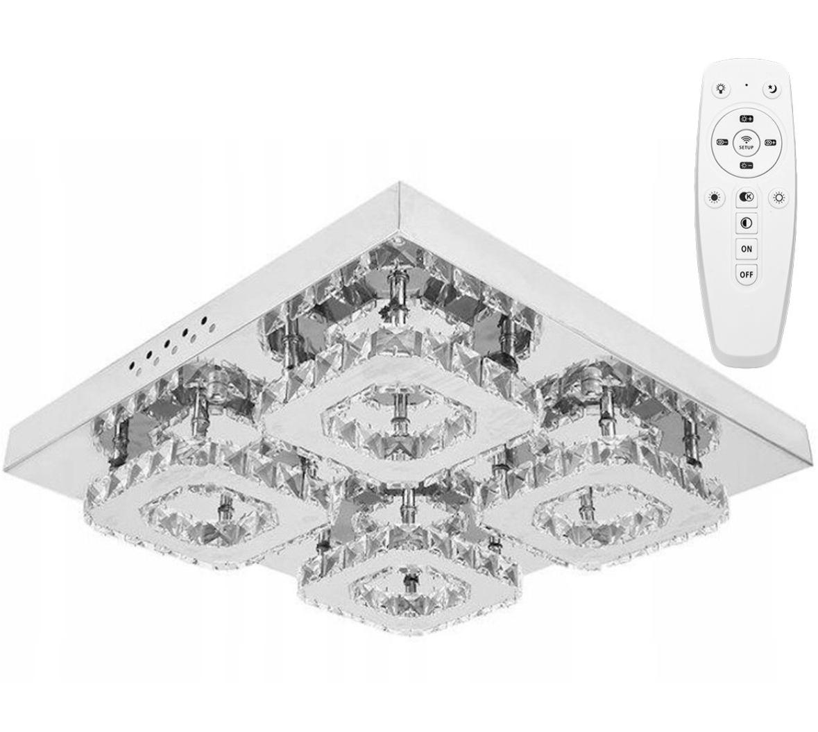 PLAFONIERA APP401-CP SPECCHIO METALLO CRISTALLO SQUARE LED 4-PUNTI LUCE ...