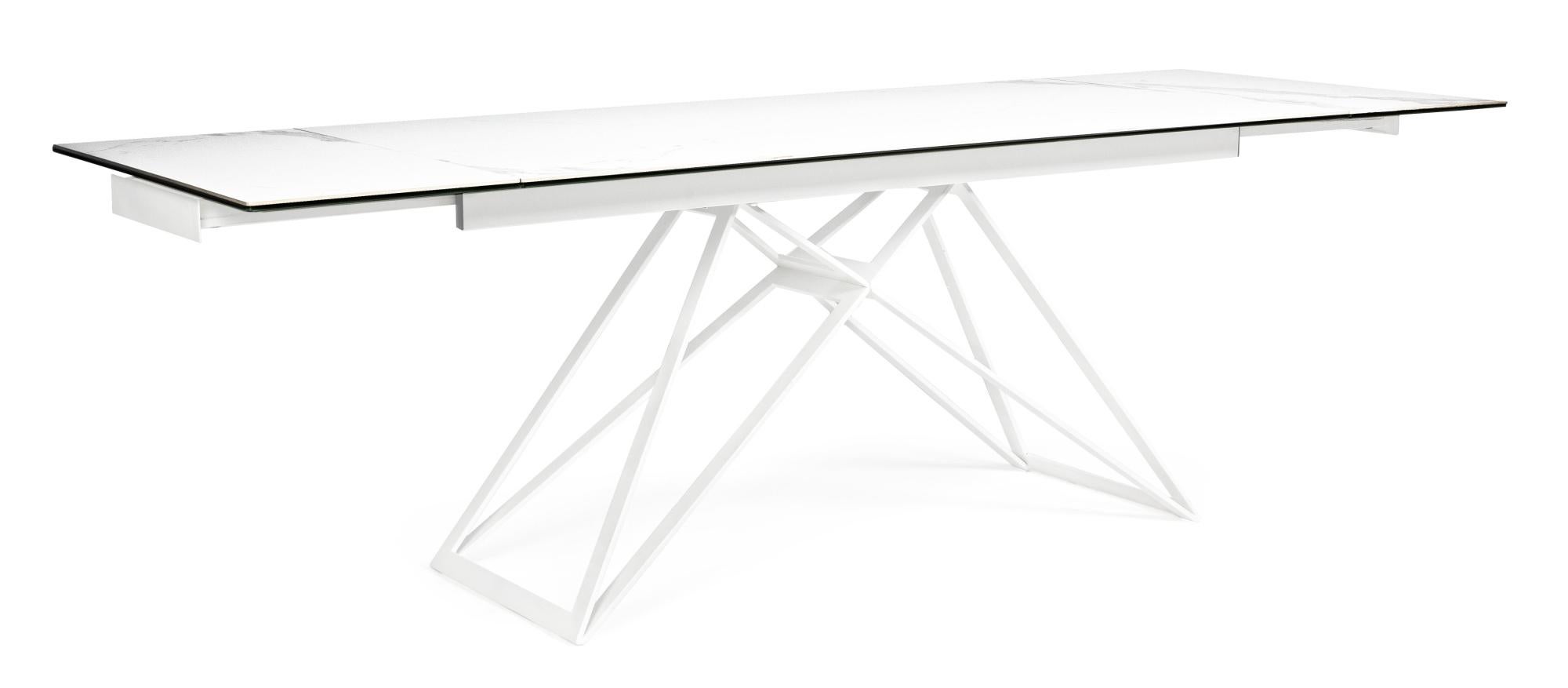 Table extensible blanche 6 à 12 places en céramique et acier Kazar 160/ ...