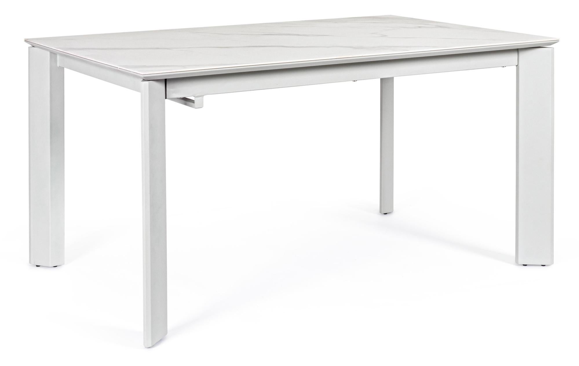 Table extensible blanche en céramique et acier Kerry 140/200 cm | Leroy ...