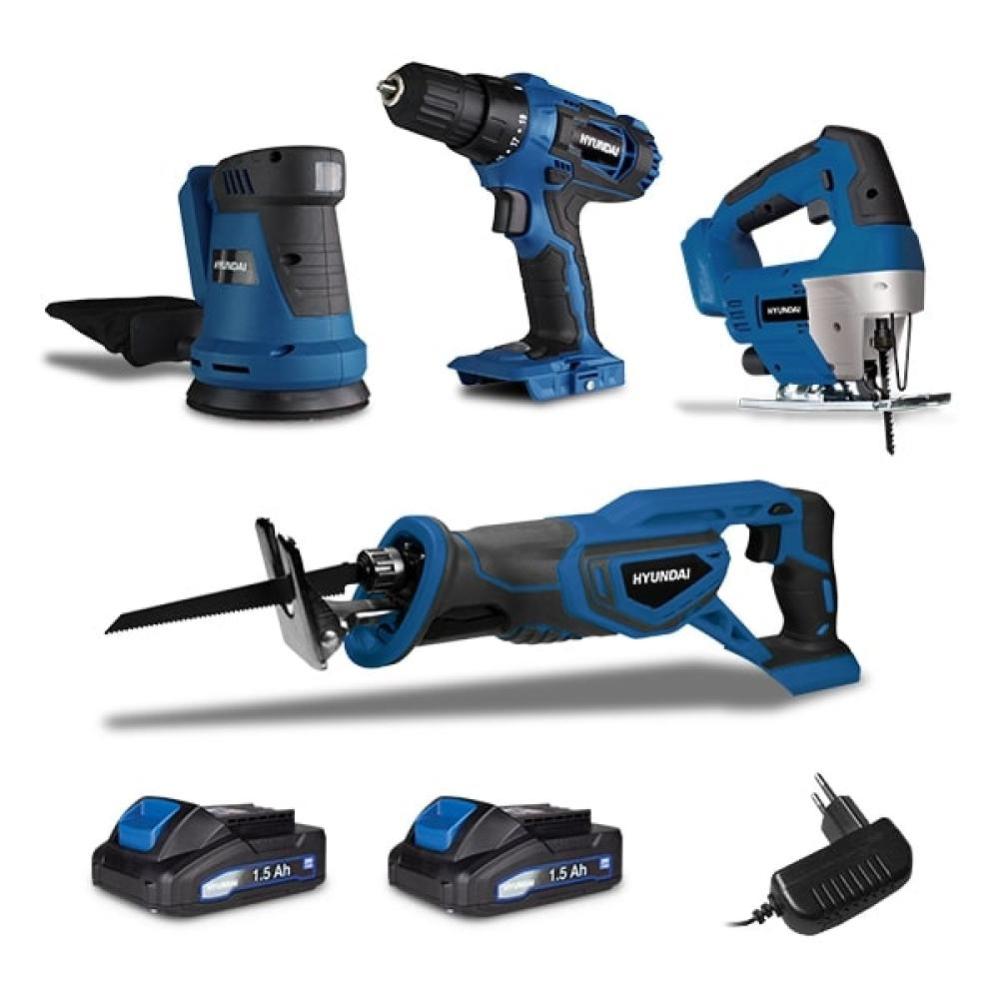 Pack d'outils 20 V 1.5 Ah (Perceuse, scie sauteuse, ponceuse ...