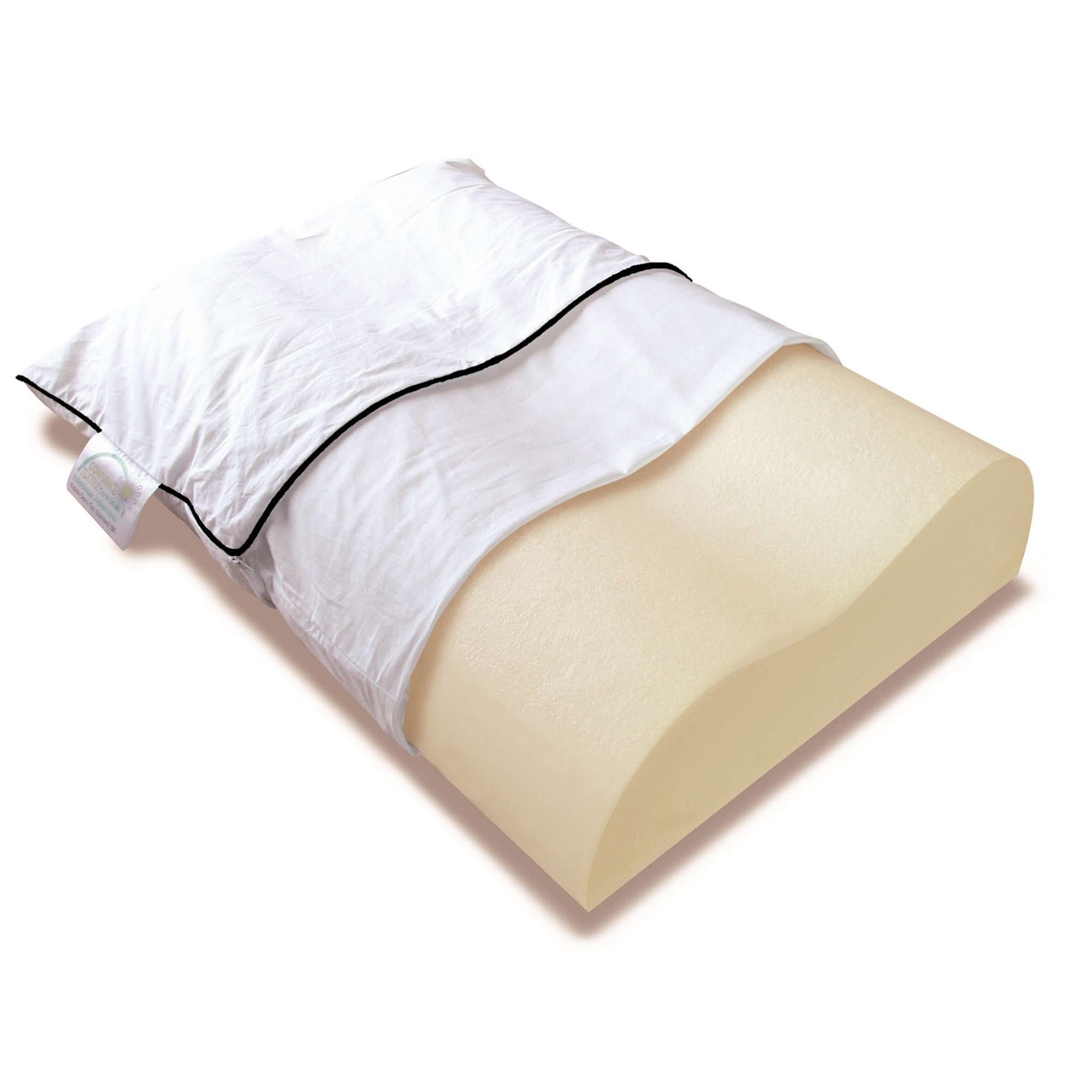 Oreiller ergonomique mousse mémoire végétale et taie d'oreiller percale ...