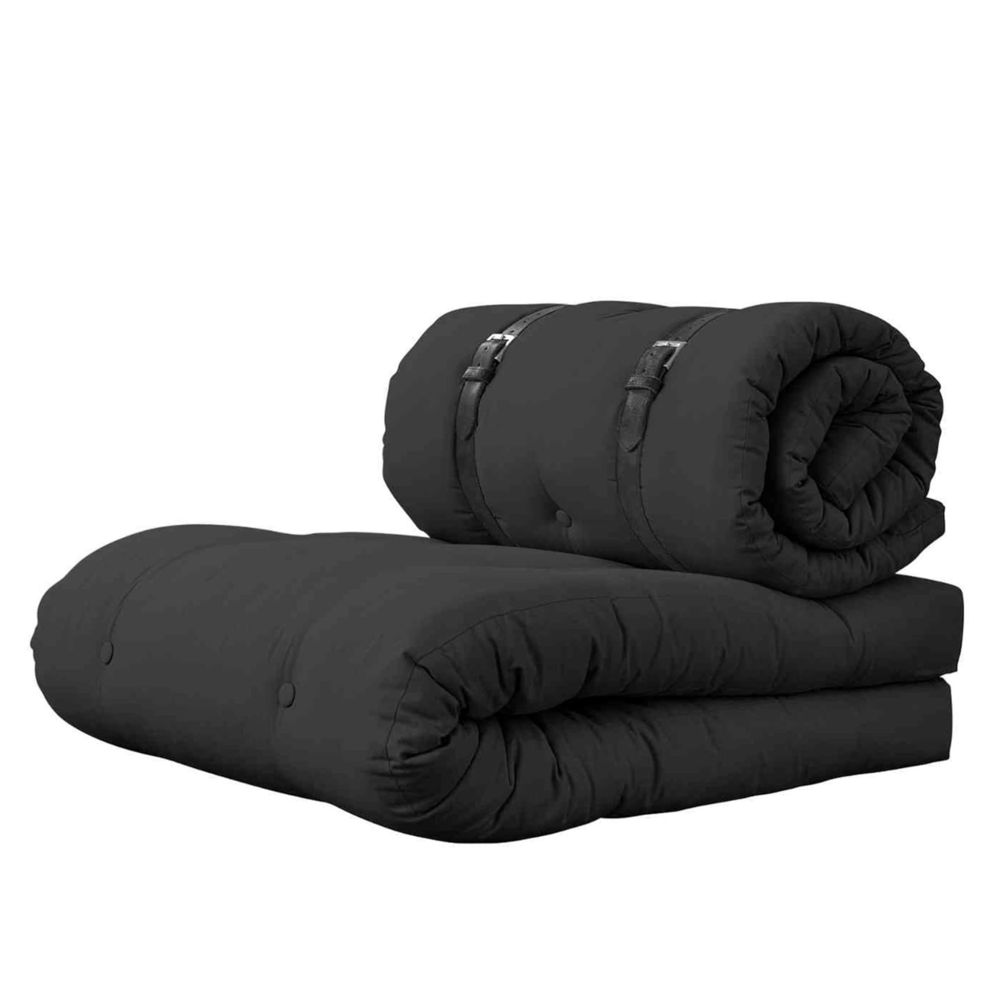 Matelas futon et pouf 2 en 1 BUCKLE-UP anthracite 70x200 | Leroy Merlin