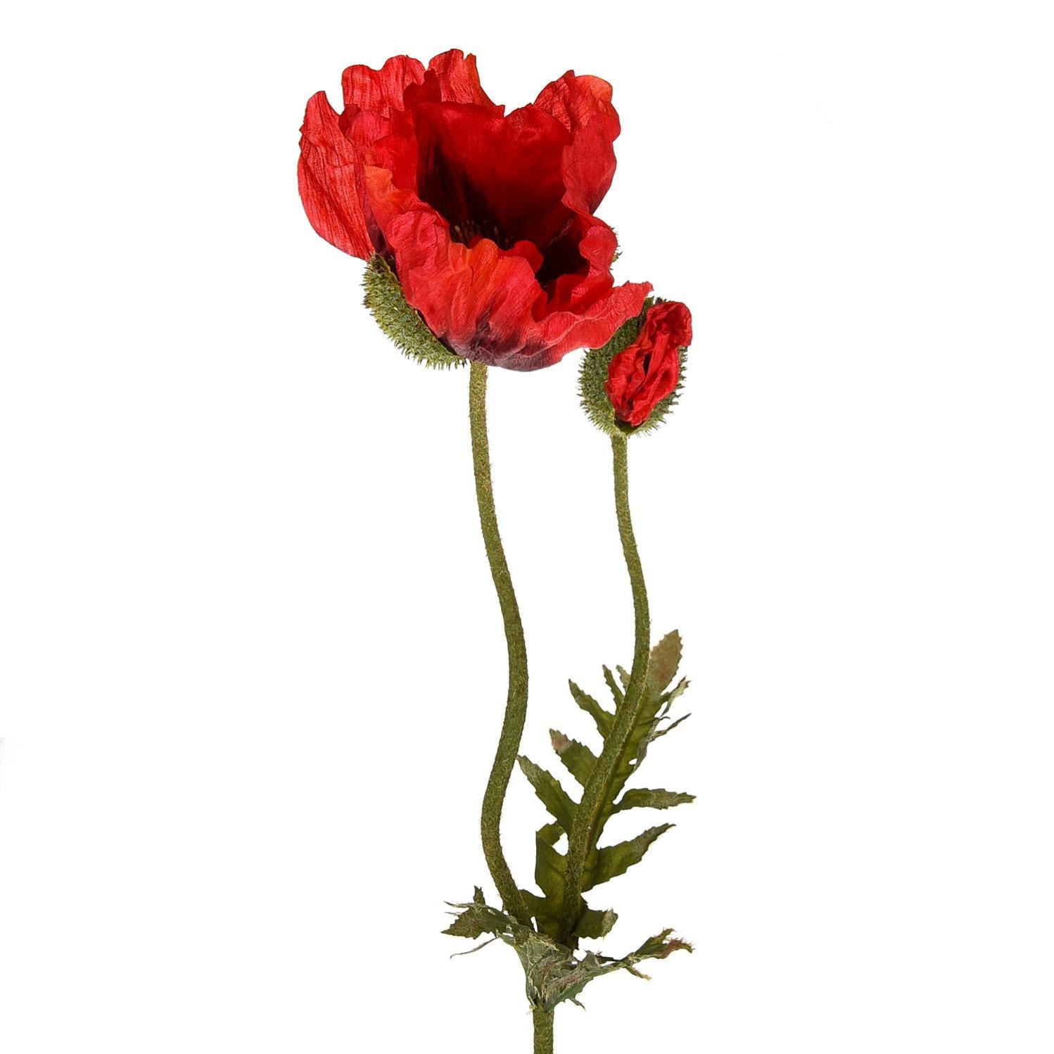Set 3 Papaveri Artificiale con 2 Fiori Artificiali Altezza 74 cm Rosso ...