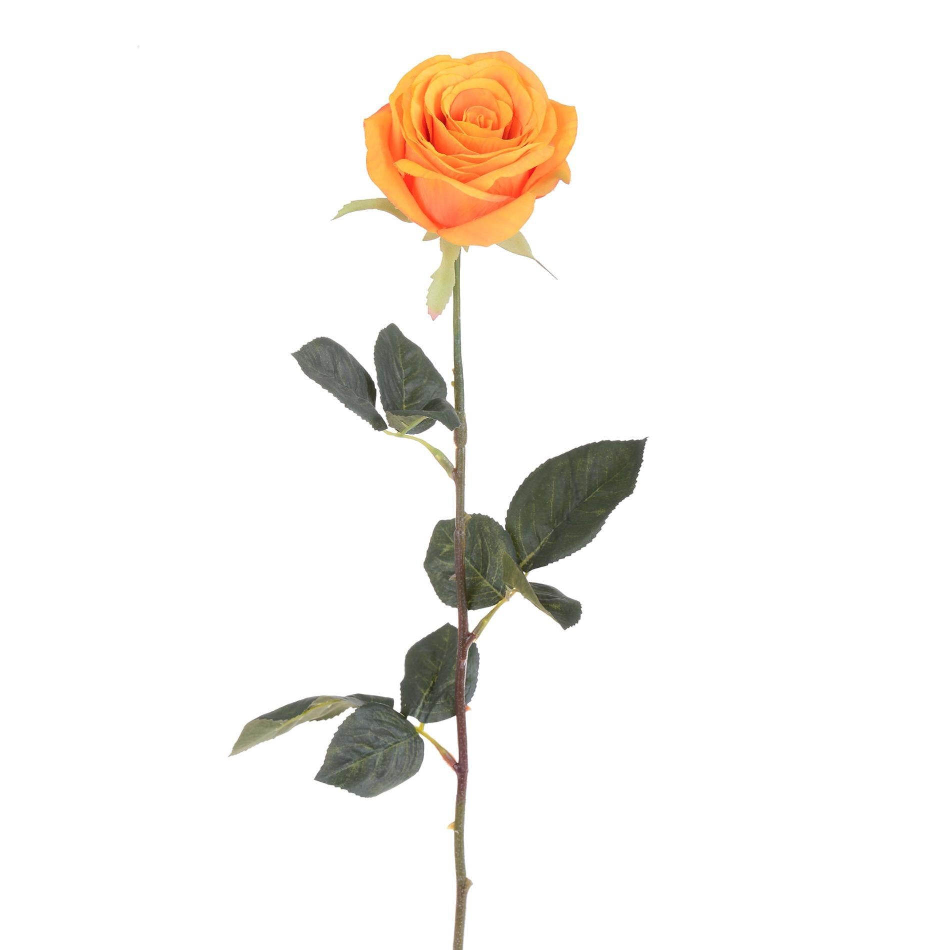 Set 6 Rose Artificiali Aperta Altezza 74 cm Arancio | Leroy Merlin