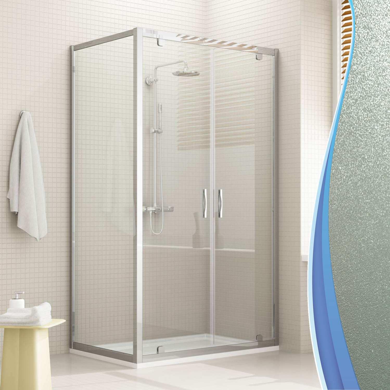 Box Doccia Angolare 80x80 cm 2 Ante Battenti in Cristallo Opaco 6mm ...