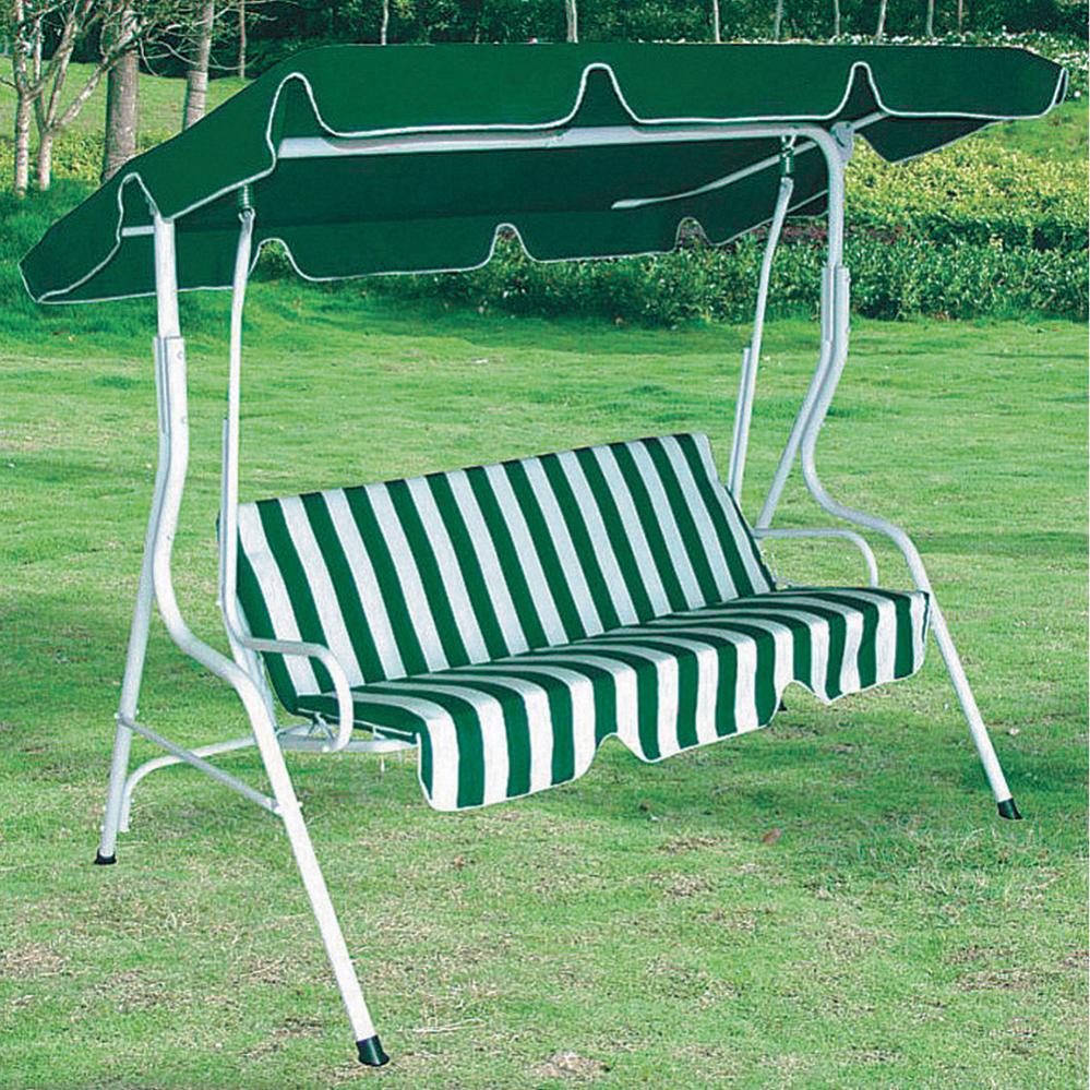 Dondolo Sofa 3 Posti in Acciaio Verniciato Telo Bianco/Verde | Leroy Merlin