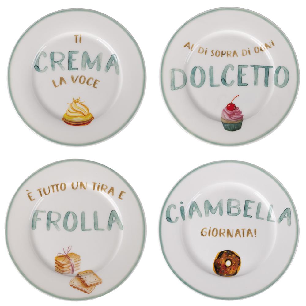 Set 4 Piattini Dolce Ø19x1,5 cm in New Bone China VdE Tivoli 1996 Le ...