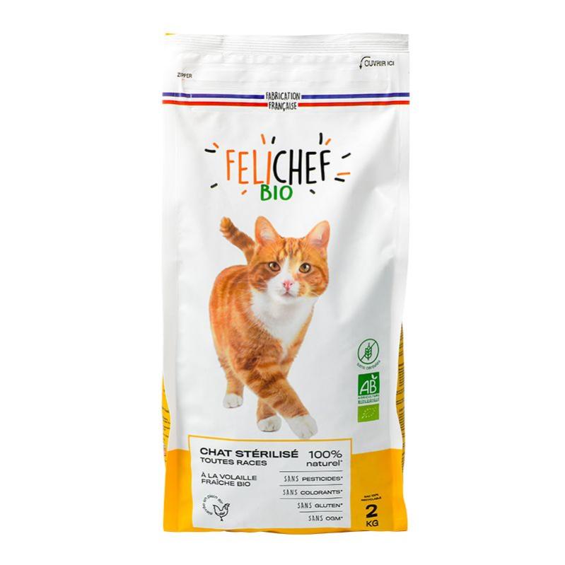 Croquettes Bio Sterilisé pour Chat Adulte sans Céréales Félichef 2kg ...