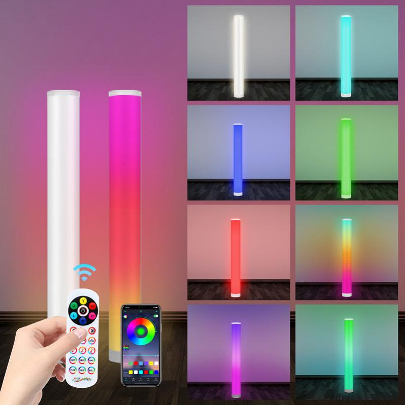 2x 6W LED Lampadaire Colonne de Lumière Coin Lampe RGB Lampadaire ...
