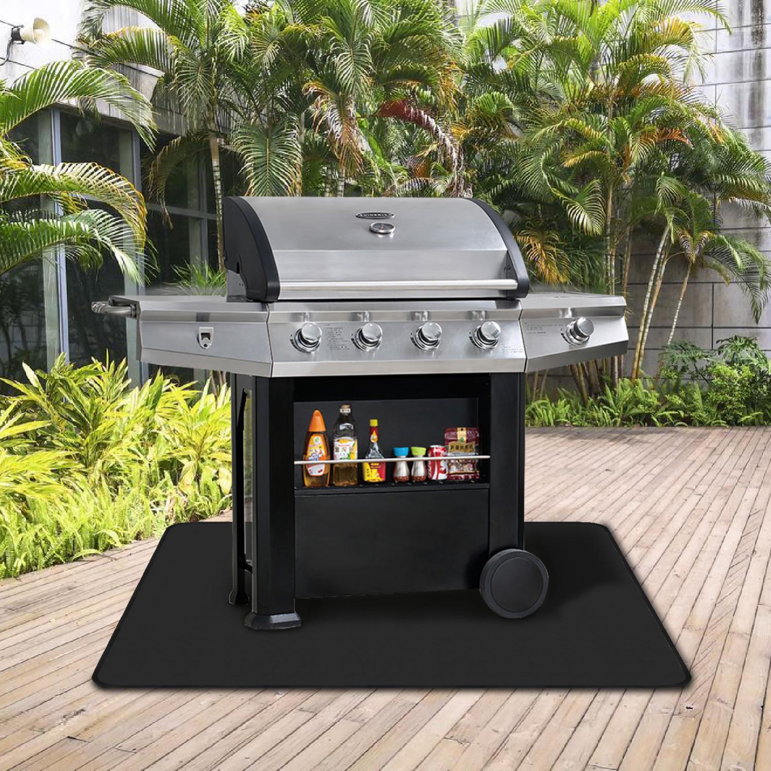 Tapis de protection de sol pour barbecue Tapis de Gril 122*152CM - Noir ...