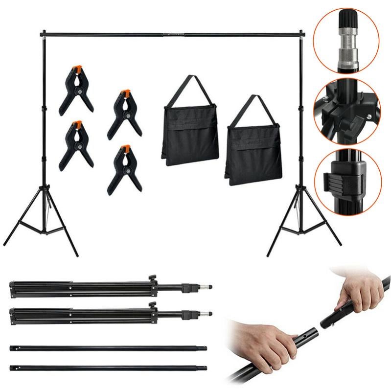 3m X 2m Support Système de Toile de Fond, Trépied Réglable de 65cm à ...