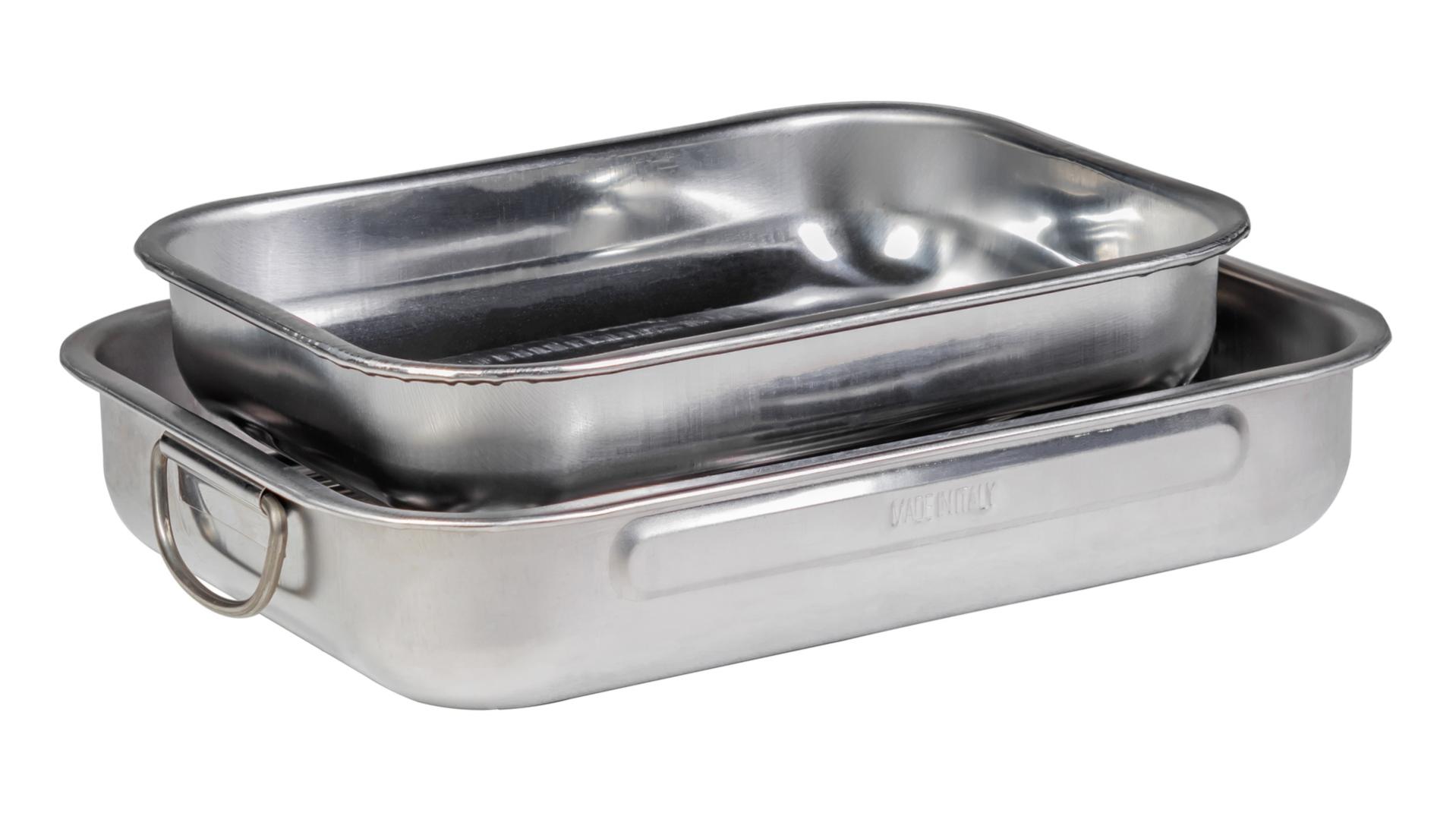 Set 2 Teglie Rettangolari 25X19 E 30X22 Cm Inox Grigio Lucido | Leroy ...