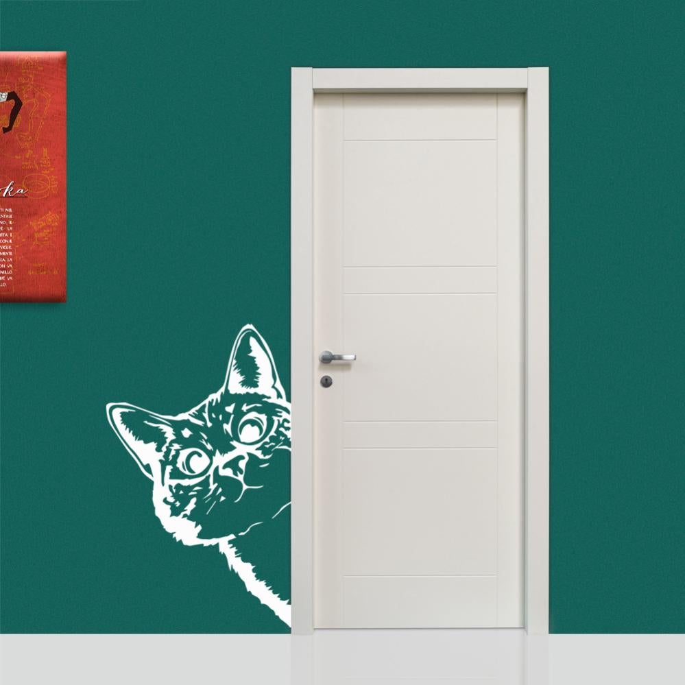 GATTO CURIOSO - Adesivo Murale Wall Sticker In Vinile 55x90 Cm - colore ...