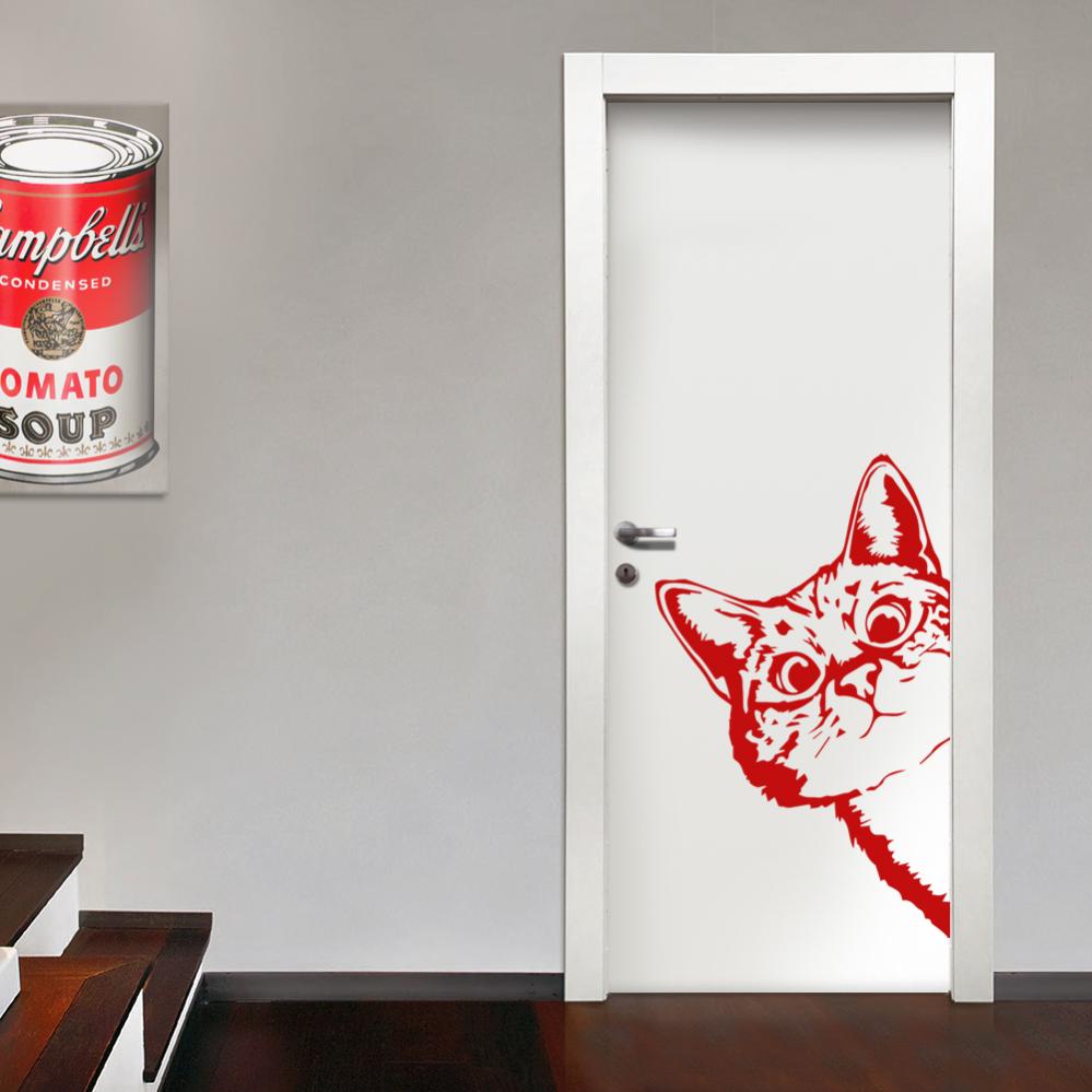 CHAT CURIEUX - Sticker Mural Vinyle 55x90 Cm - Couleur ROUGE | Leroy Merlin