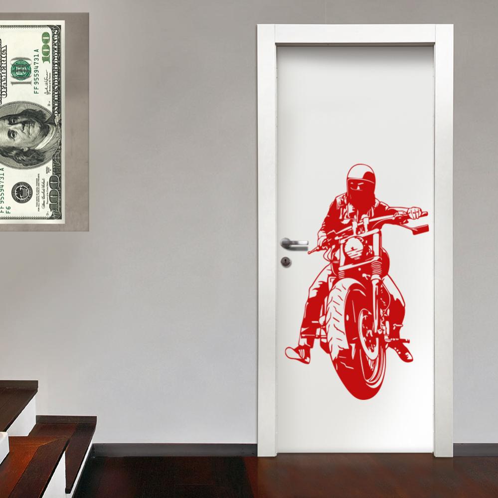 MOTARD - Sticker Mural Vinyle Sticker Mural 55x90 Cm - Couleur ROUGE ...