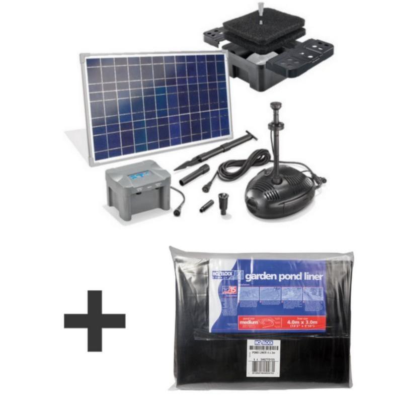 Kit bassin complet 2500l max, avec liner et pompe solaire 1300L-35W ...